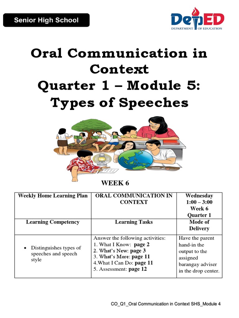 Week 6 - Q1 Oral Com. SHS Module 5 | PDF | Public Speaking | Information Week 6 - Q1 Oral Com. SHS Module 5 | PDF | Public Speaking | Information