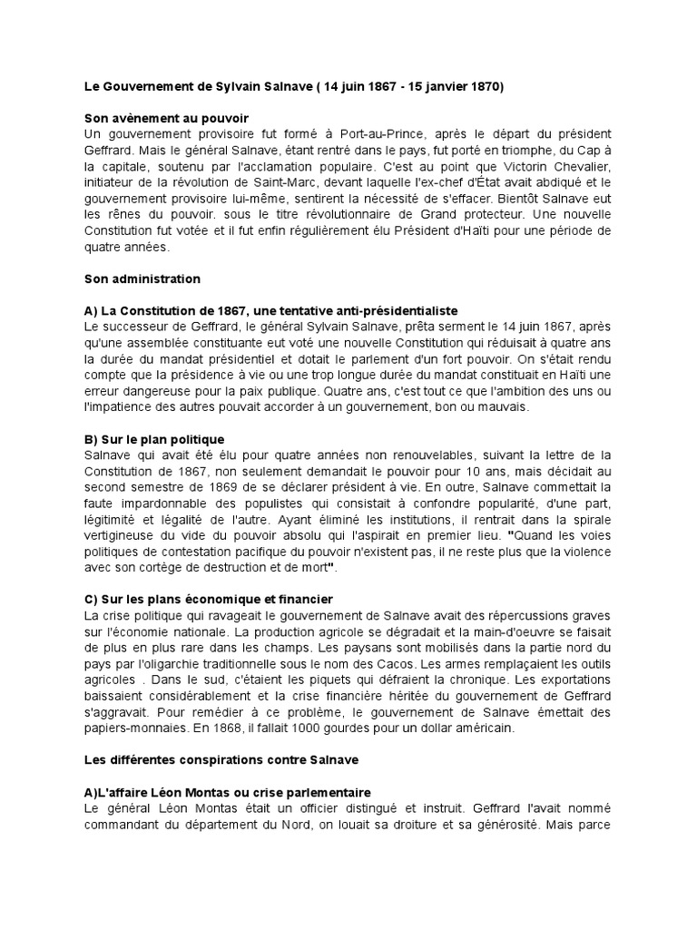 Salnave | PDF | Gouvernement