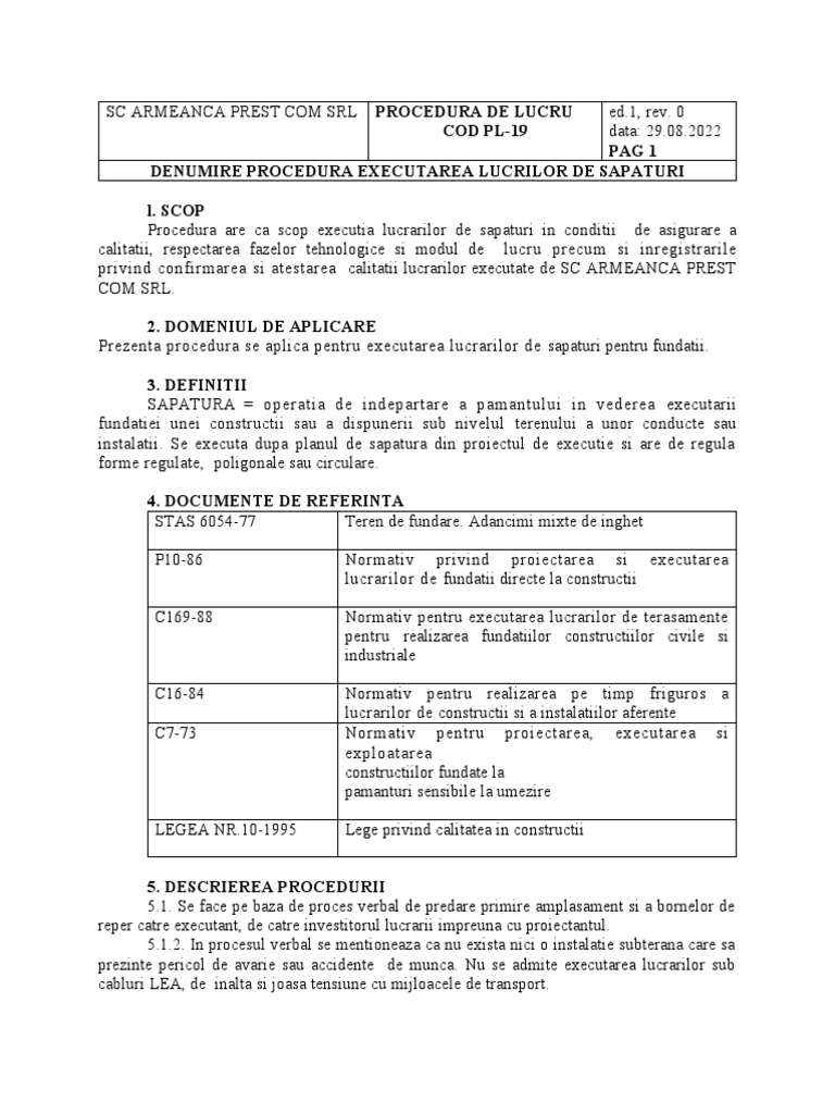 Procedura Sapatura | PDF