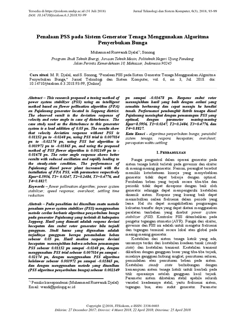 PSS Tuning On Power Generator System Using Flower | PDF