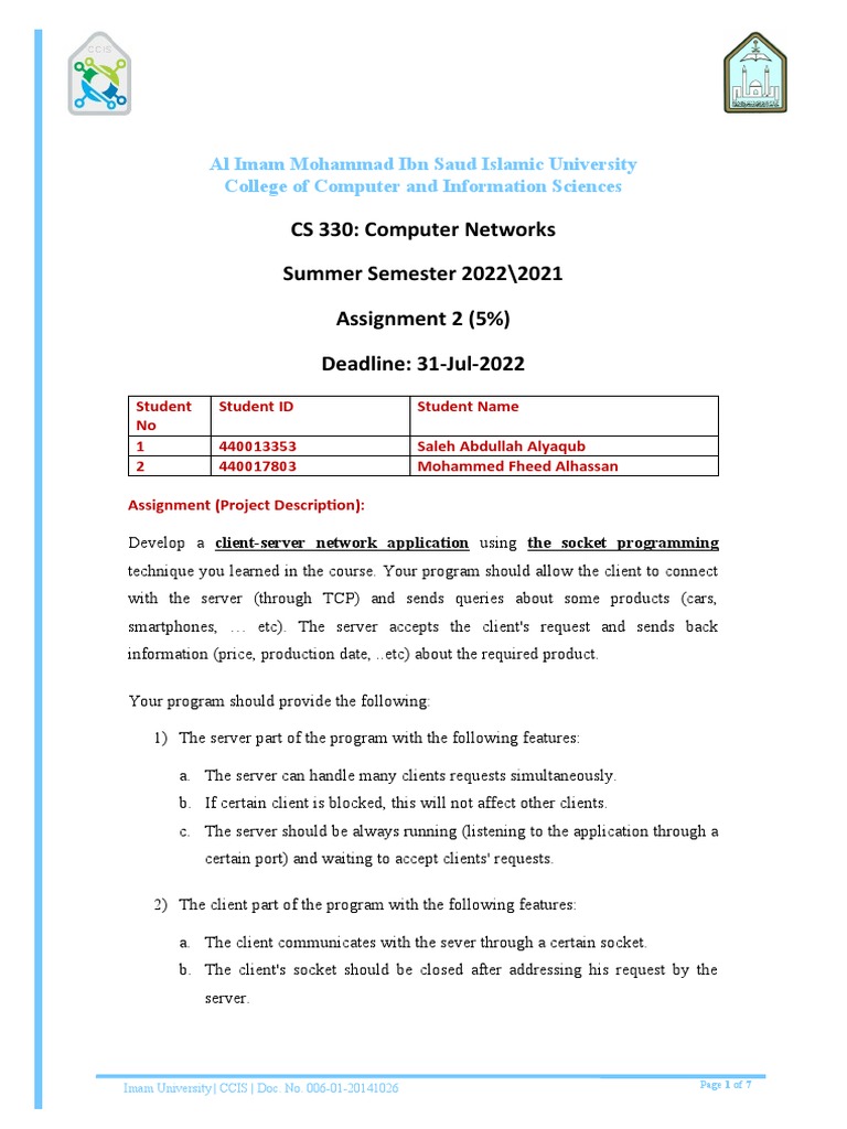 CS 330 Module Two Assignment: Client-Server App | PDF | Network Socket ...