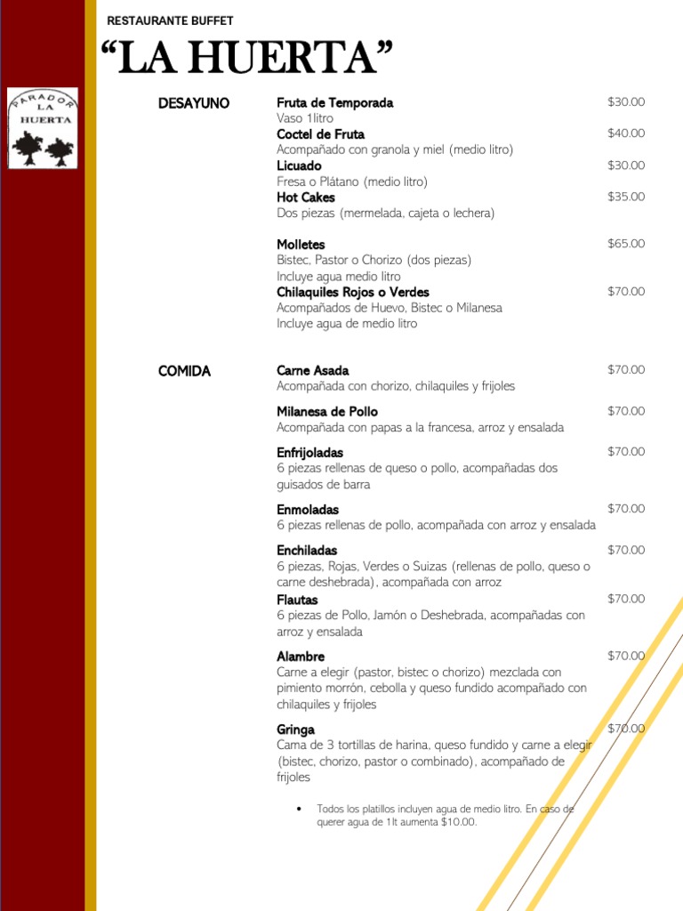 Carta La Huerta CR | PDF | Cocina de las Americas | Cocina latinoamericana