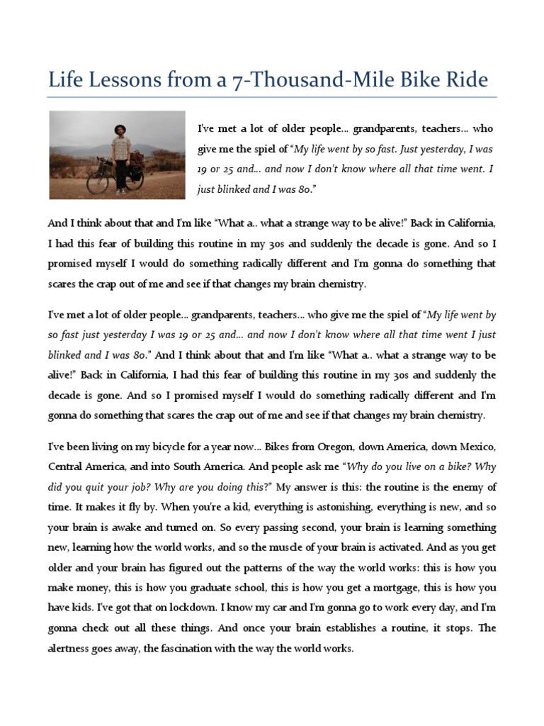 Life Lessons From A 7-Thousand-Mile Bike Ride | PDF
