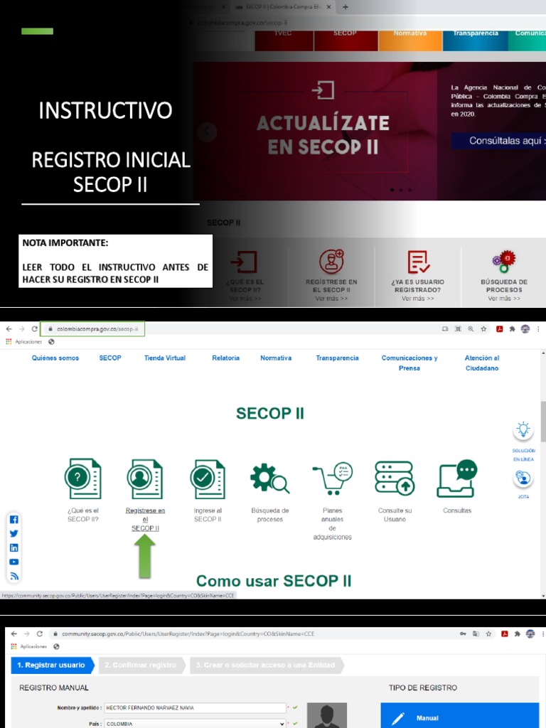 Instructivo para Registro en Secop Ii | PDF | Contraseña | Usuario (informática)