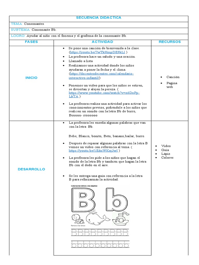 Planeacion Letra Bb. | PDF | Lingüística