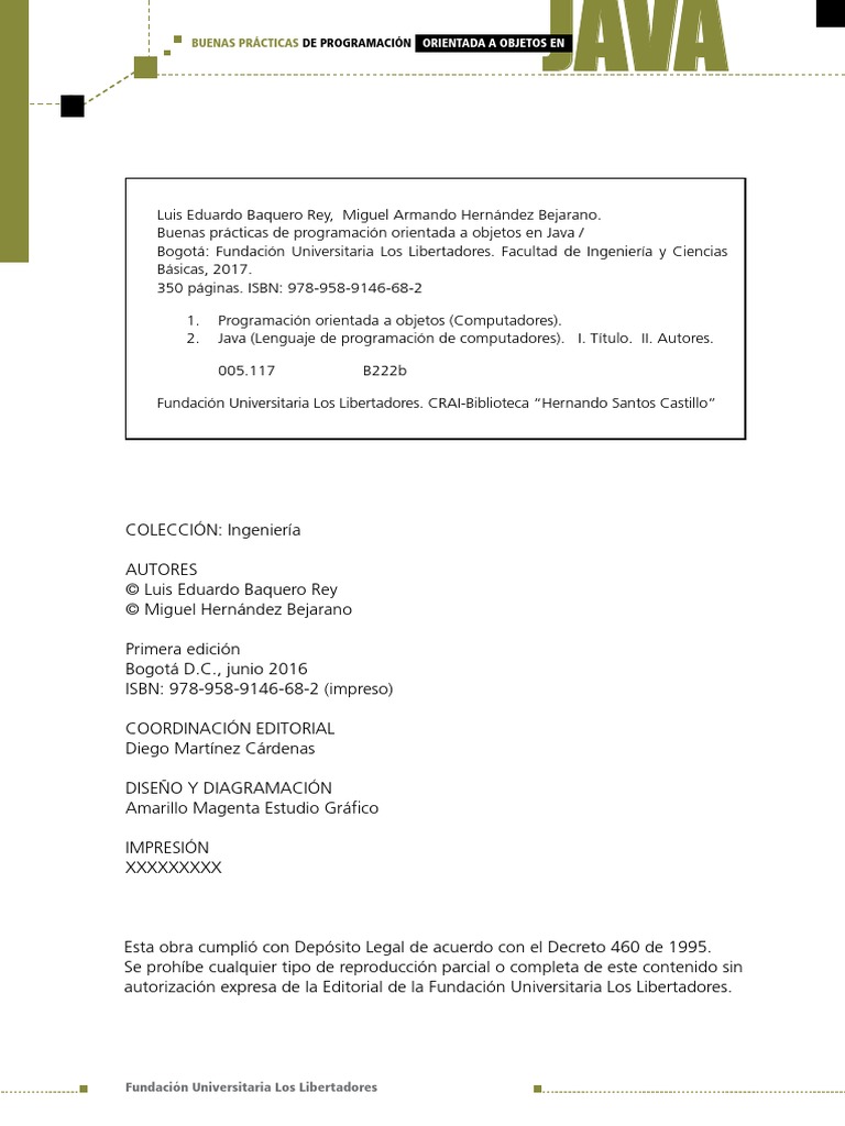 Buenas Prácticas De Programación Orientada A Objetos En Java Cap 1 Pdf Objeto