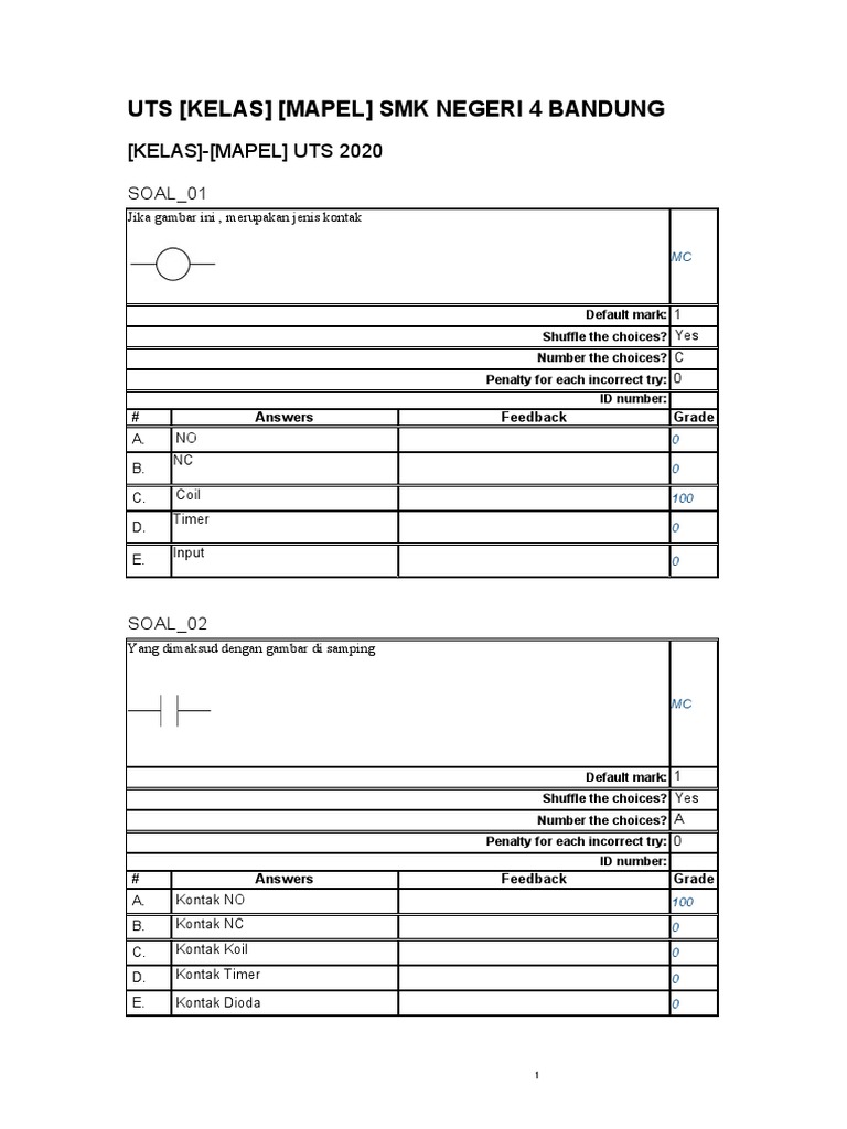 IML Kelas XII Contoh Template Soal | PDF