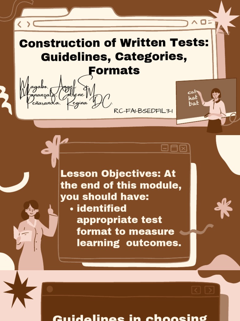 Construction of Written Tests: Guidelines, Categories, Formats | PDF ...