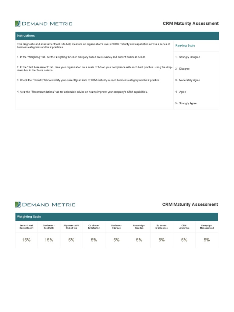 CRM Maturity Assessment: Instructions | PDF | Customer Relationship ...