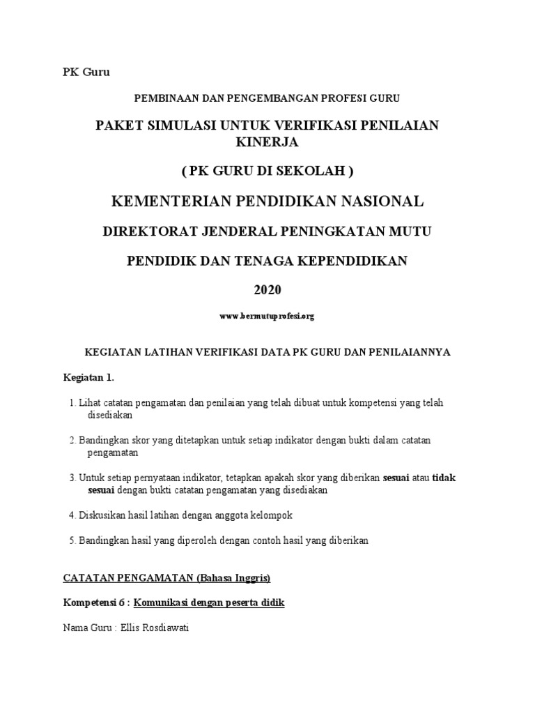 Contoh Pengamatan Bahasa Inggris | PDF