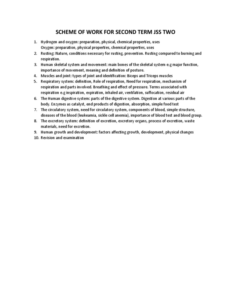 Basic Science 2nd Term Jss2 | PDF | Respiratory Tract | Lung