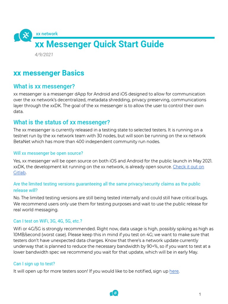 Introduction to the xx Messenger Quick Start Guide - Overview of the ...