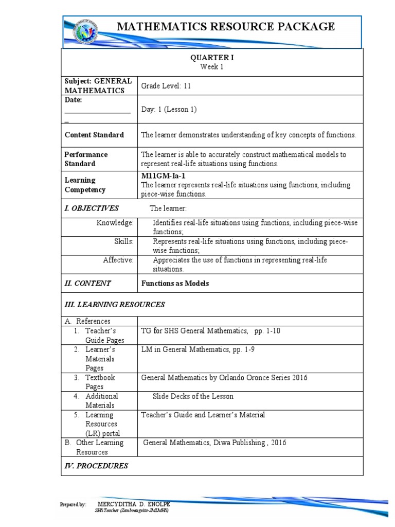 Week 1. Day 1 (Lesson1) | PDF | Function (Mathematics) | Learning