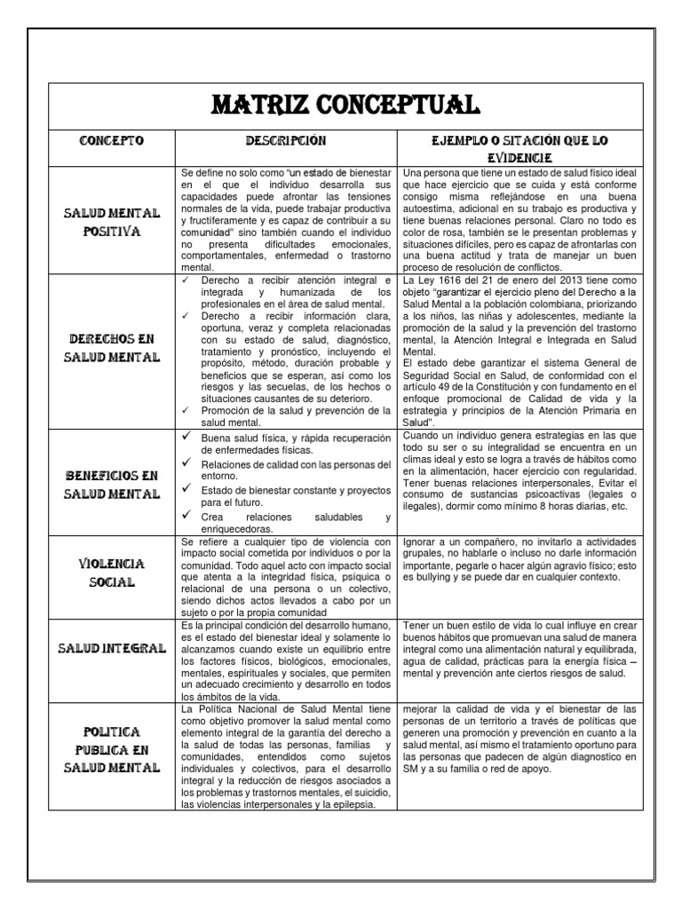Matriz Conceptual | PDF | Salud mental | Sicología