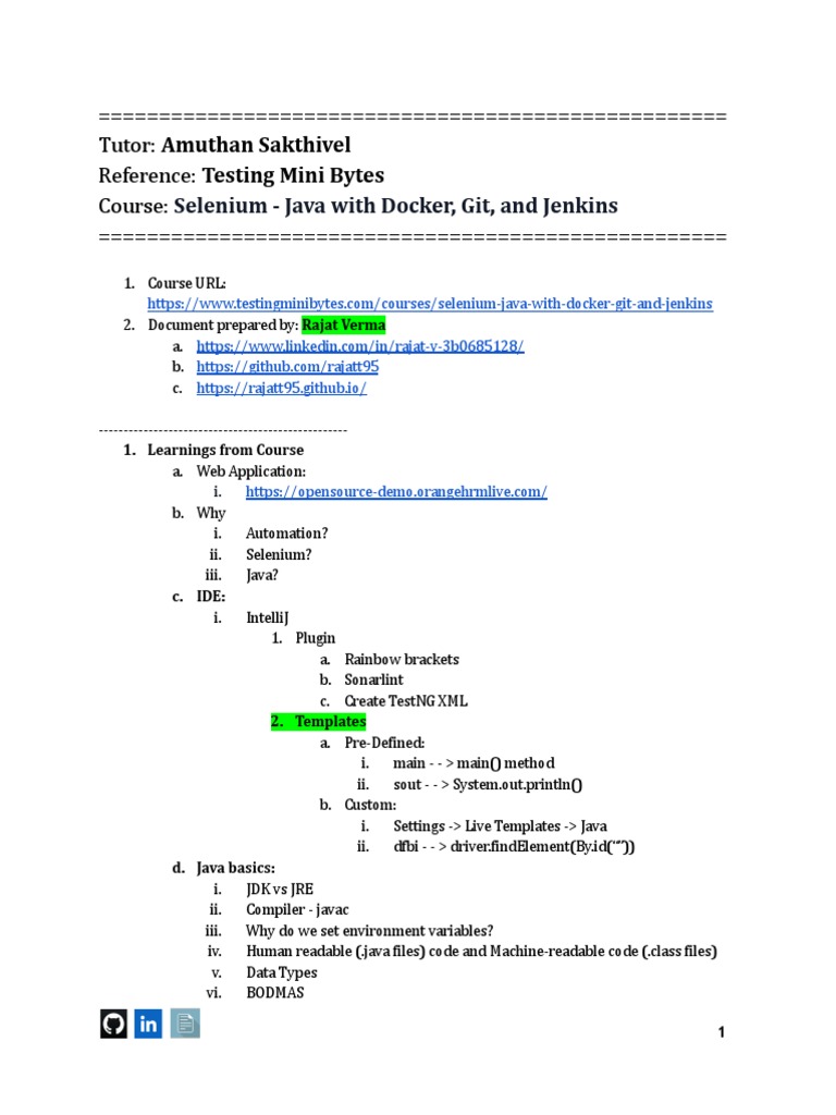 Tmb Selenium Java With Docker Git And Jenkins Pdf Inheritance
