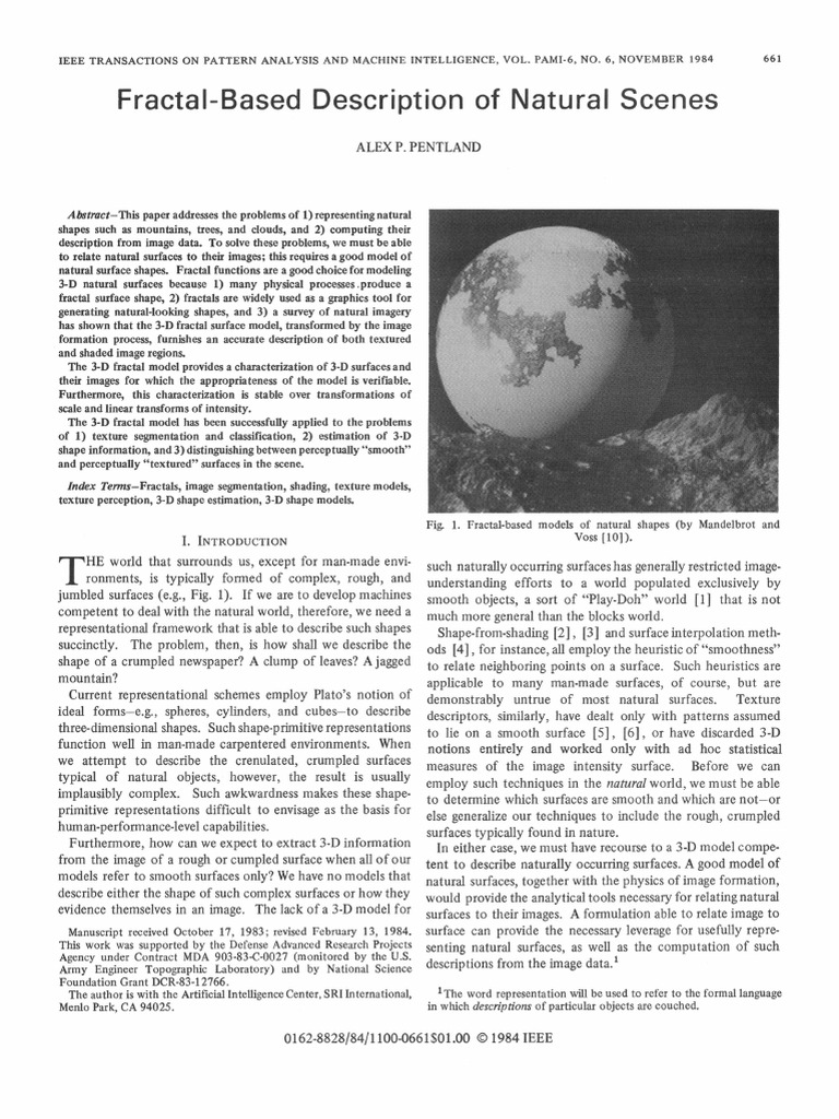Representing Natural Scenes with Fractals | PDF | Fractal | Dimension