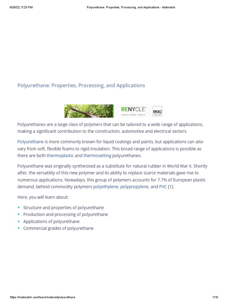 Polyuretddhane - Properties, Prddocessing, and Applicssations - Matmatch | Download Free PDF ...