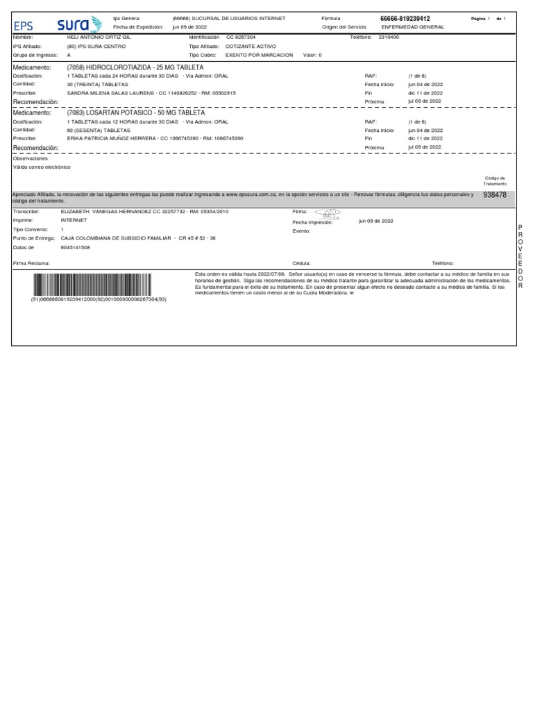 Eps Sura PDF 1656701227643 | PDF | Medicamentos con receta