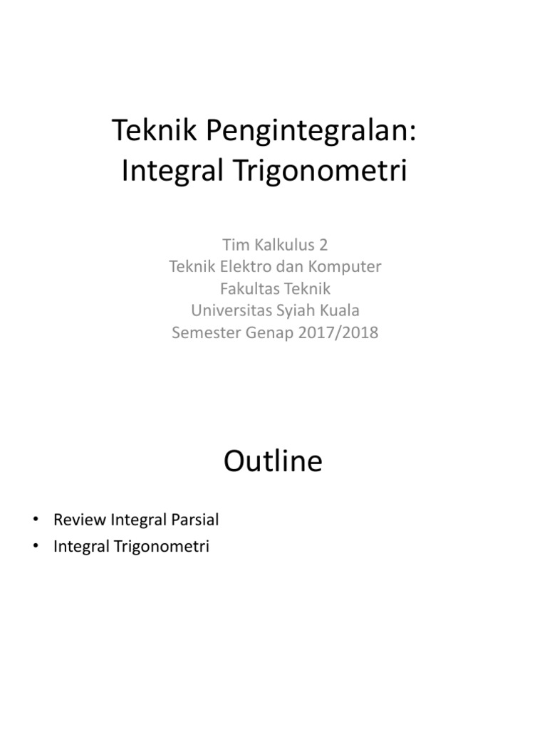 Teknik Integral Trigonometri dan Contoh | PDF | Metode & Bahan Ajar