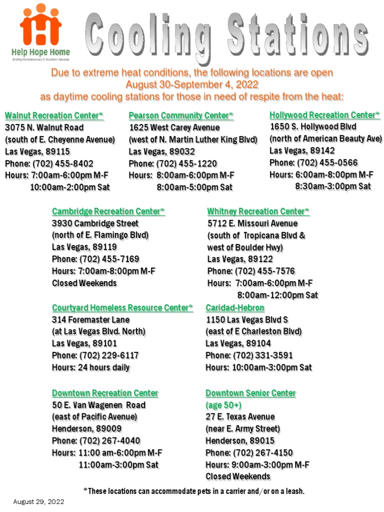 Las Vegas Cooling Stations: Aug-Sept 2022 | PDF
