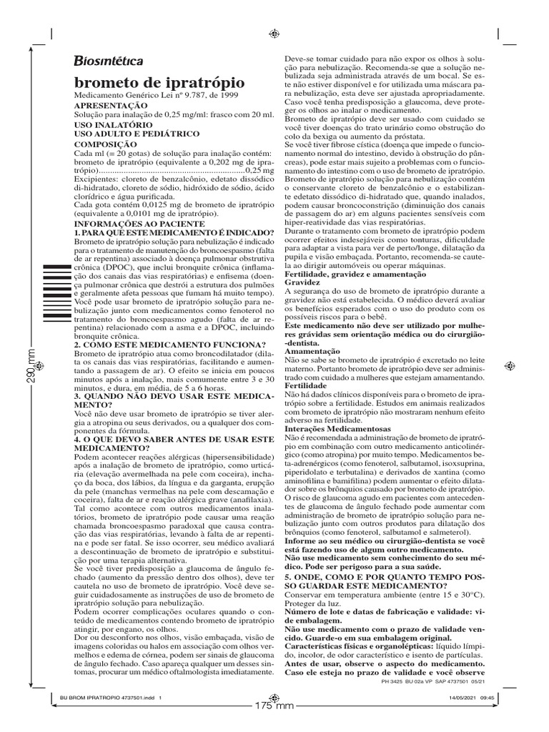 Uso e Posologia do Brometo de Ipratrópio | PDF | Doença de obstrução ...