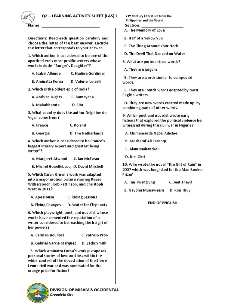 Q2 - Learning Activity Sheet (Las) 1 Name: - Section | PDF