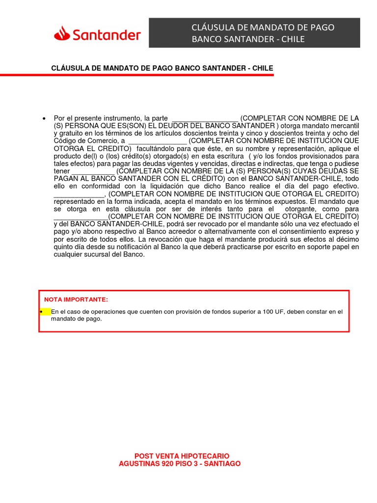 Clausula De Mandato De Pago Pdf