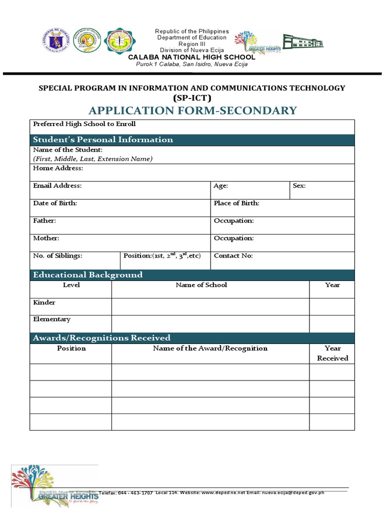 SP-ICT Application Form for Students | PDF | Computing | Software