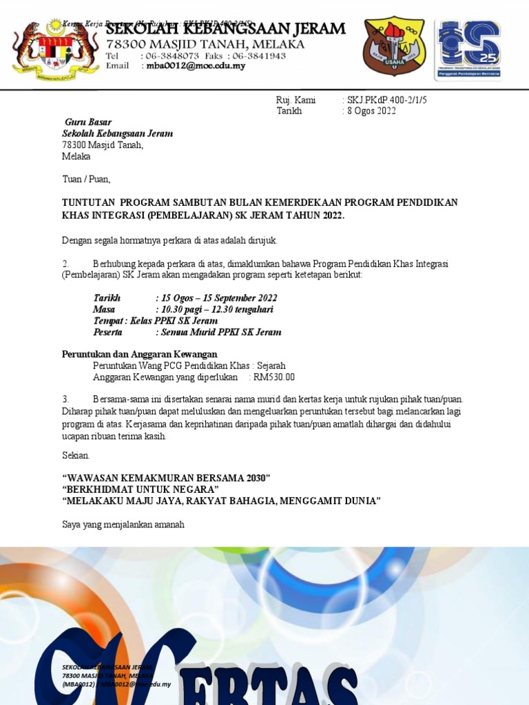 Kertas Kerja Program Sambutan Kemerdekaan PPKI SKJ 2022 | PDF
