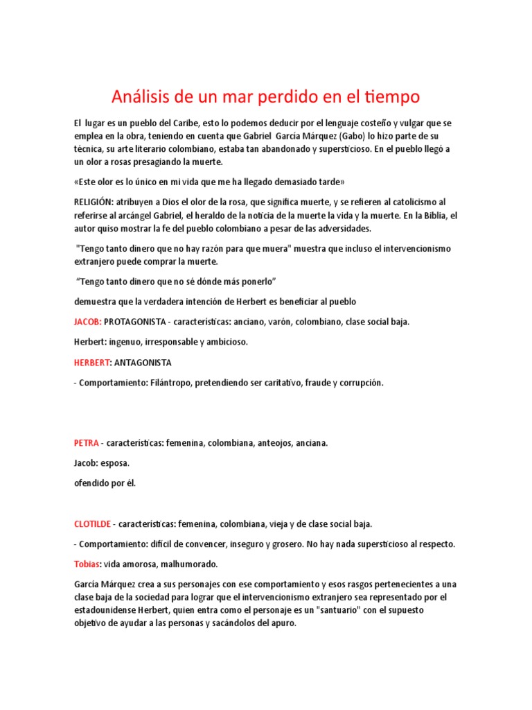 Análisis de Un Mar Perdido en El Tiempo | PDF | Gabriel García Márquez