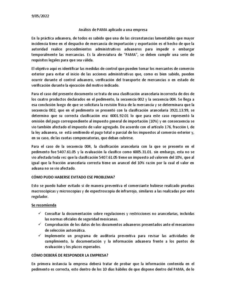 Analisis PAMA | PDF | Arancel | aduana