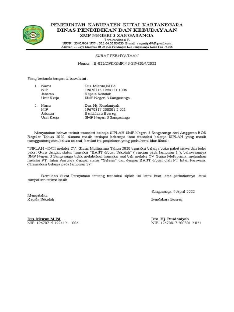 Surat Ket Inspektorat | PDF