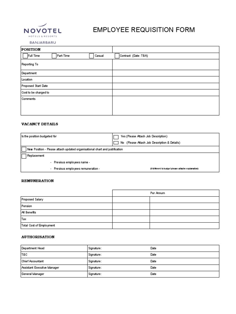 Employee Requisition Form | PDF
