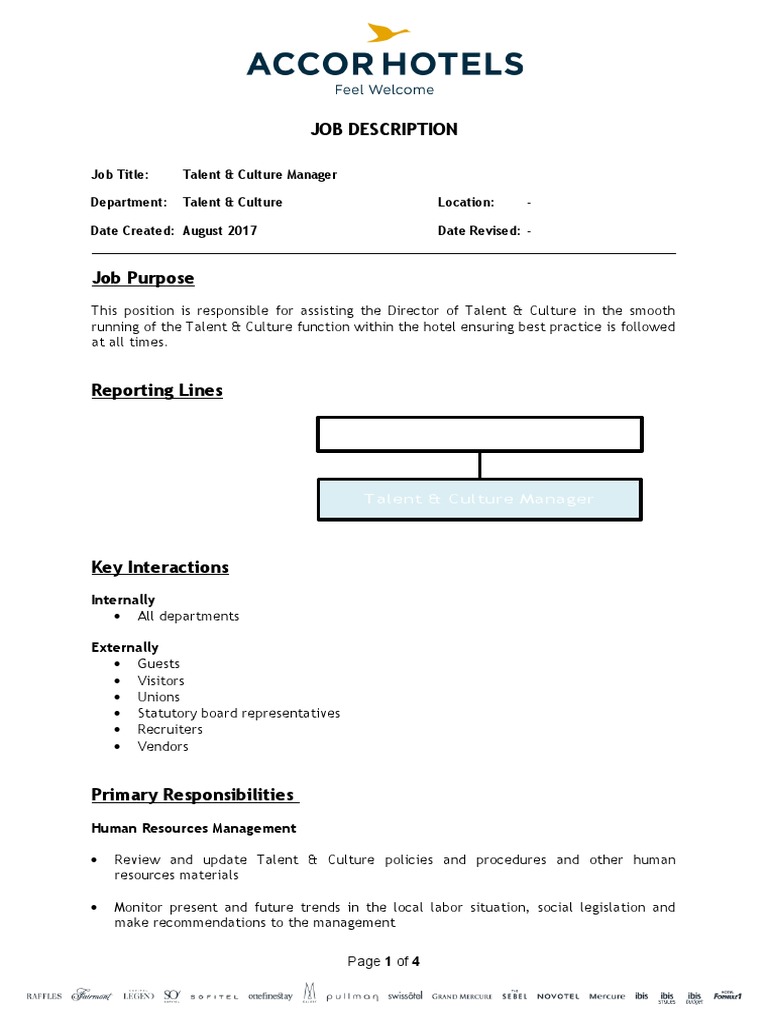 Upload - Job Description - Talent & Culture Manager | PDF | Recruitment ...
