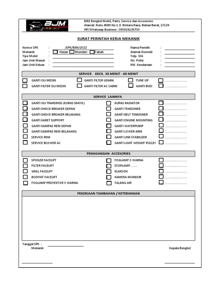 Perhitungan Bengkel | PDF