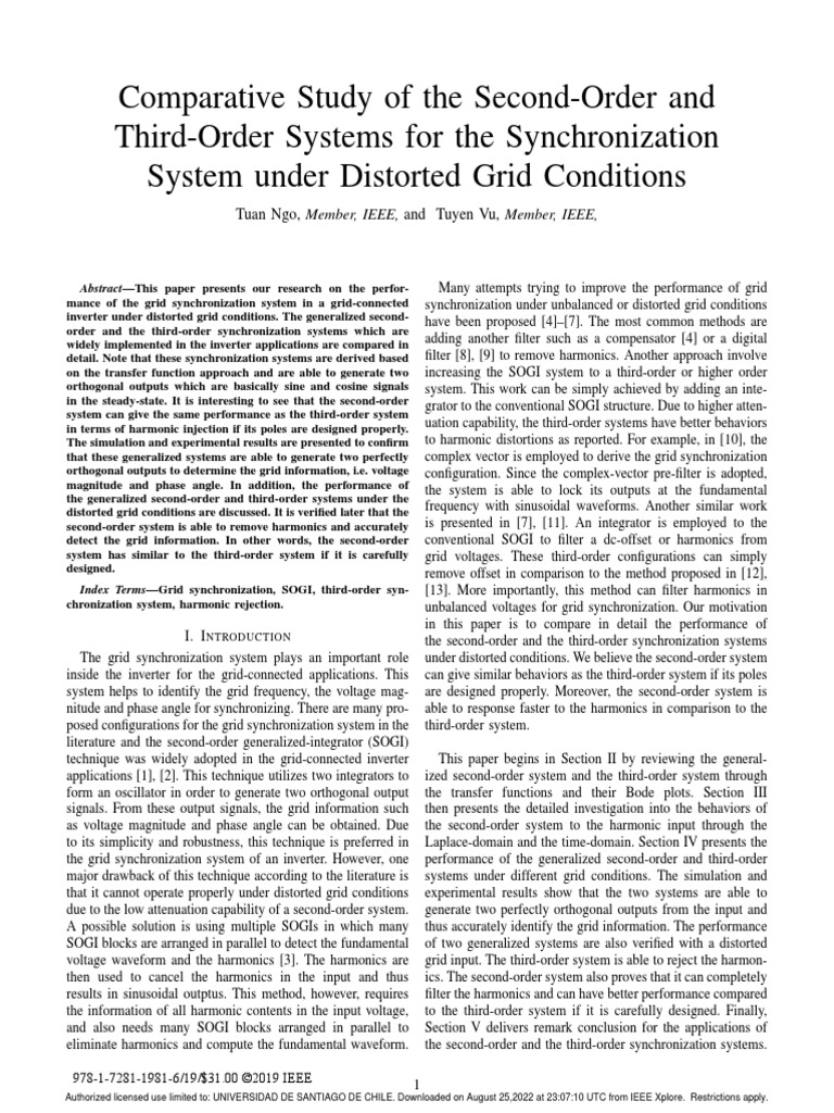Comparative Study of The Second-Order and Third-Order Systems For The ...