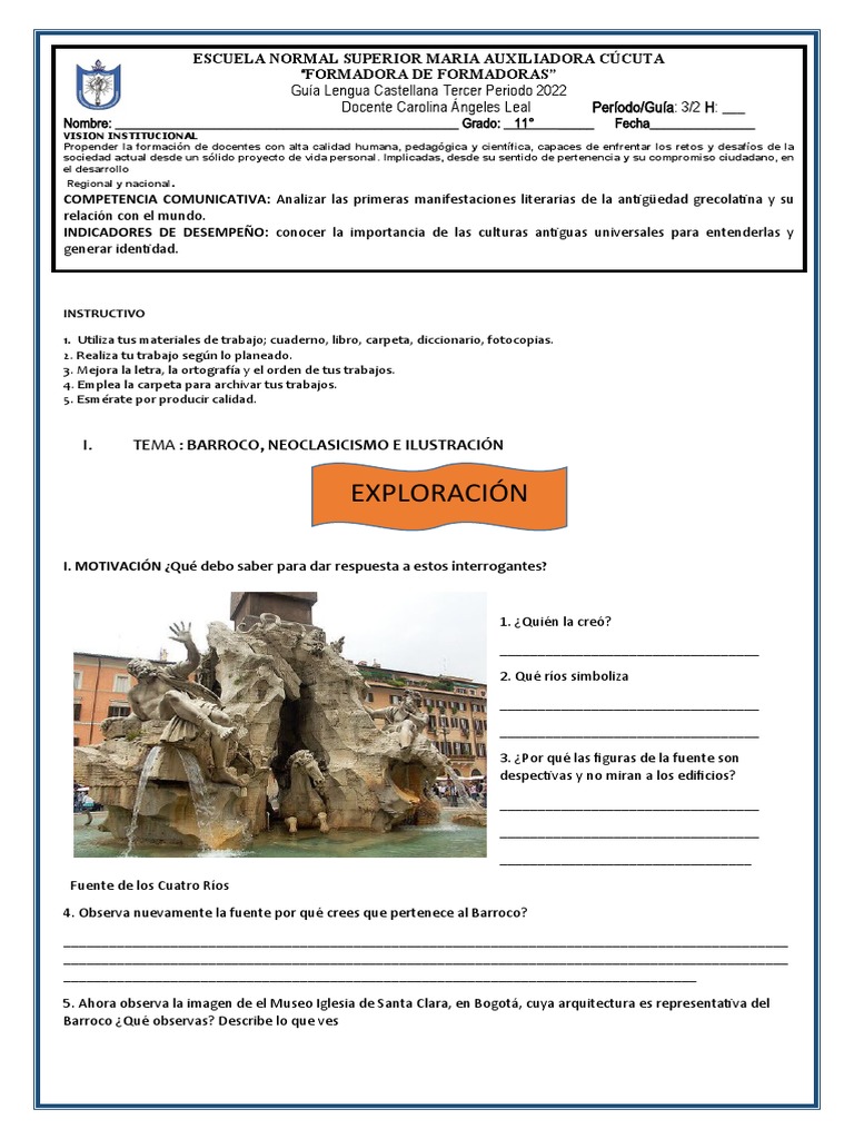 Guía #11 Barroco, Ilustración y Neoclasicismo | Descargar gratis PDF | Barroco | Fábula