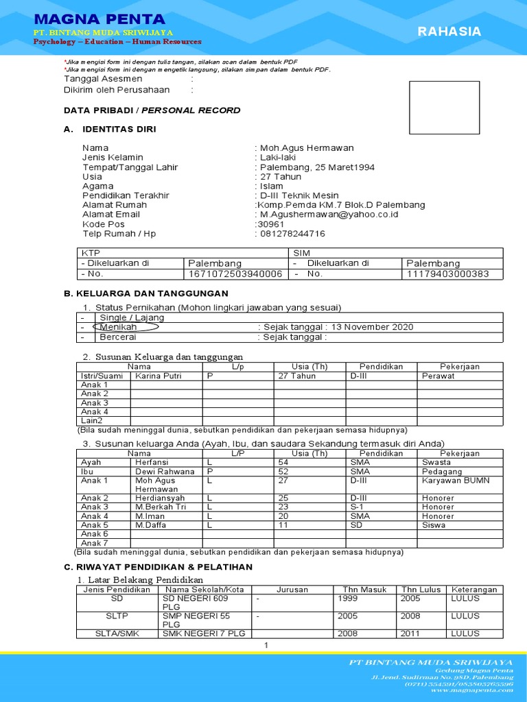 Online-Personal Record Dan Gambaran Aktivitas Kerja-MP1 | PDF
