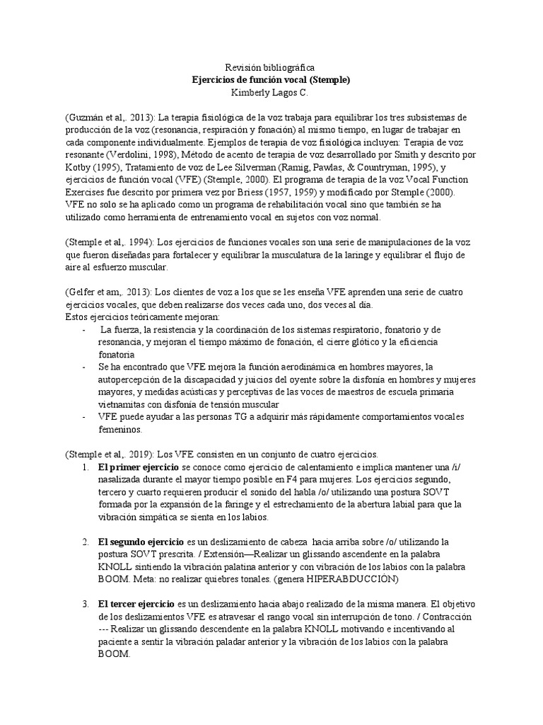 Ejercicios de Función Vocal Efectivos | PDF | Medicina CLINICA