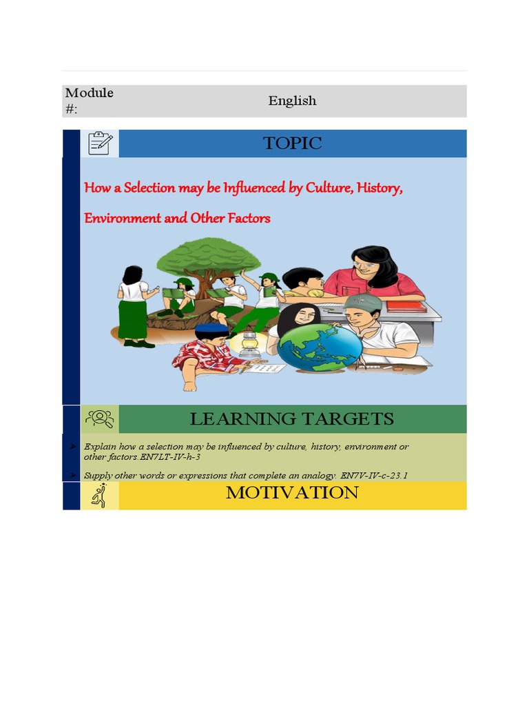 English 7 analogy | PDF | Natural Environment | Identity (Social Science)