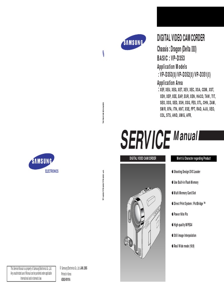 Samsung vp-d351 352 353 | PDF | Ac Power Plugs And Sockets ...