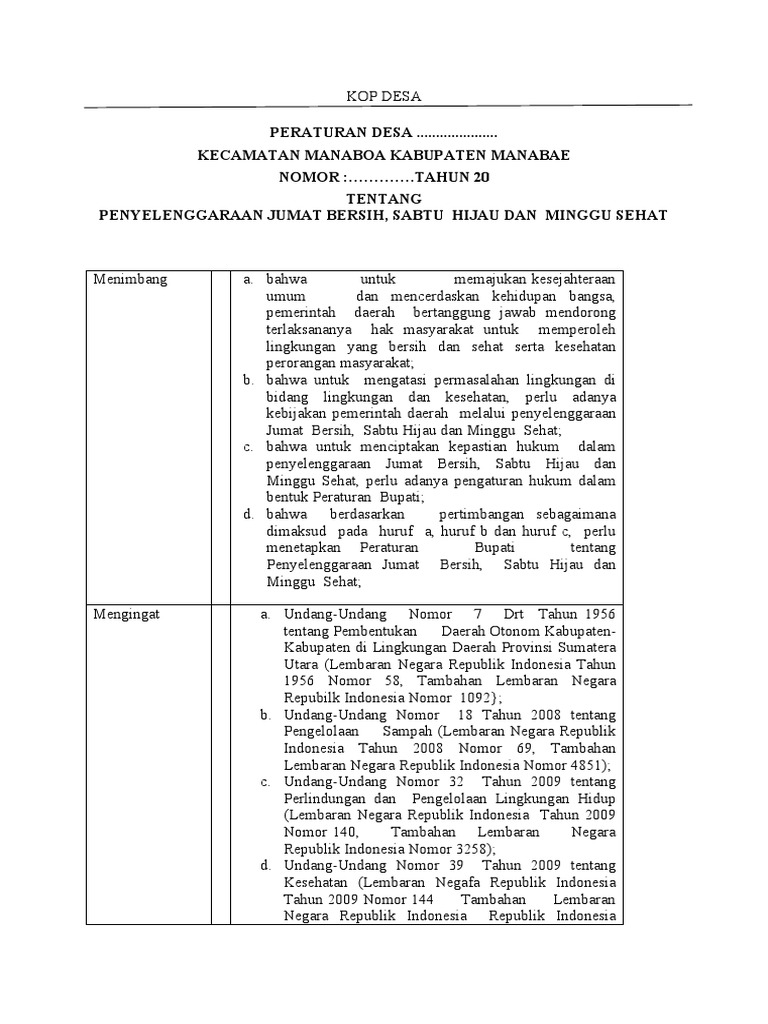 Draft Perdes Jumat Sehat | PDF