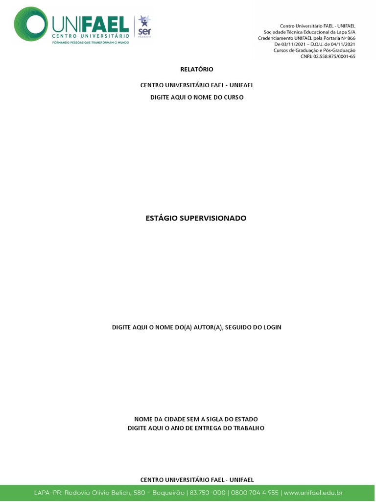 RELATÓRIO - Modelo (Word) | PDF