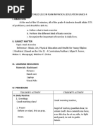 Detailed Lesson Plan in Physical Education Grade 6 | PDF | Physical ...