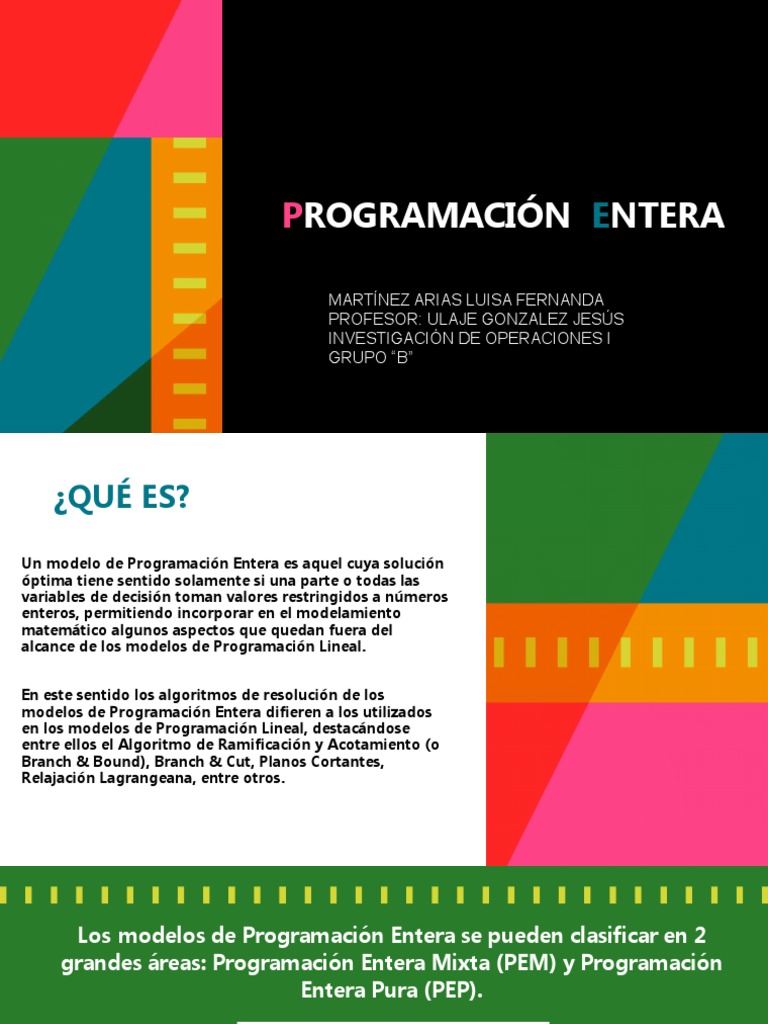 Programación Entera Martínez Arias Luisa Fernanda Gpo B | PDF ...