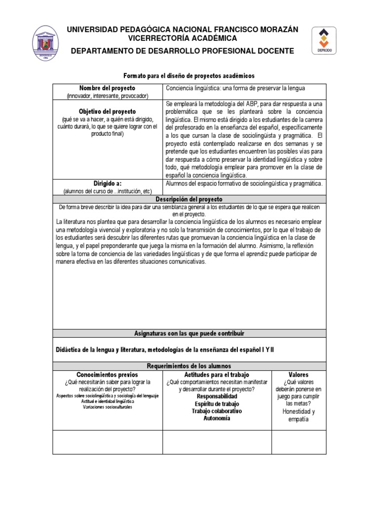 Formatos para El Diseño de ABP | PDF | Lingüística | Sociolingüística