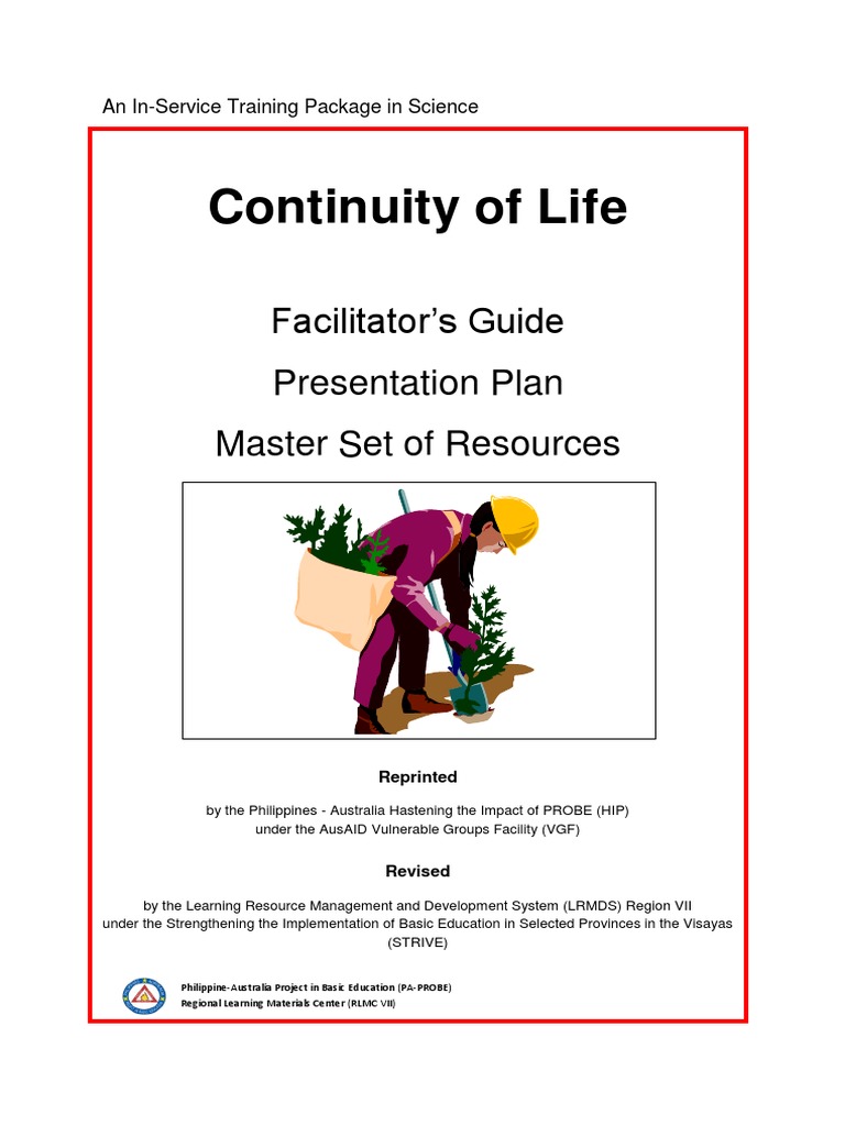 Continuity of Life: Facilitator's Guide Presentation Plan Master Set of ...
