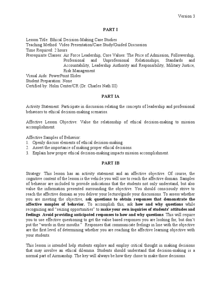 Ethical Decision Making Case Studies V3 | PDF | Leadership | Decision ... Ethical Decision Making Case Studies V3 | PDF | Leadership | Decision ...