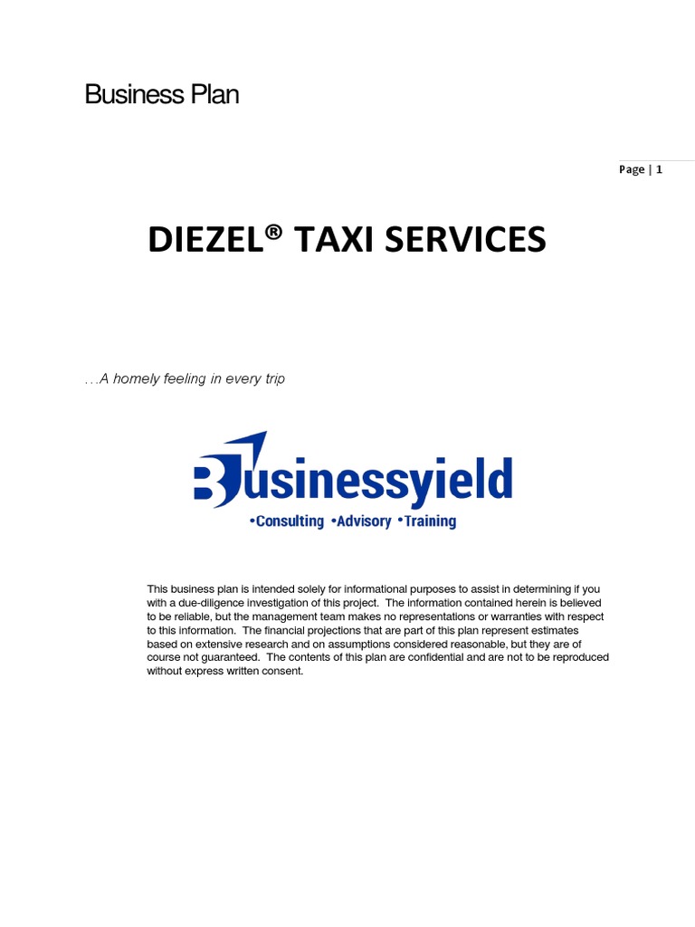 Diezel® Taxi Services: Business Plan | PDF | Advertising | Bookkeeping