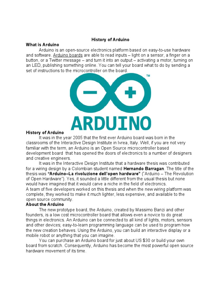 History Of Arduino What Is Arduino Pdf Arduino Computing 1859
